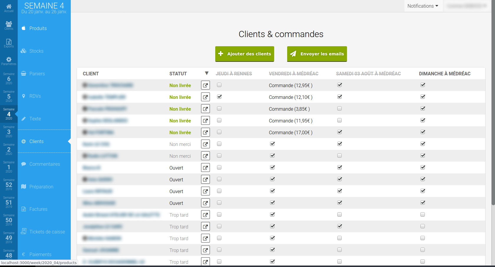 Nouveau tableau clients